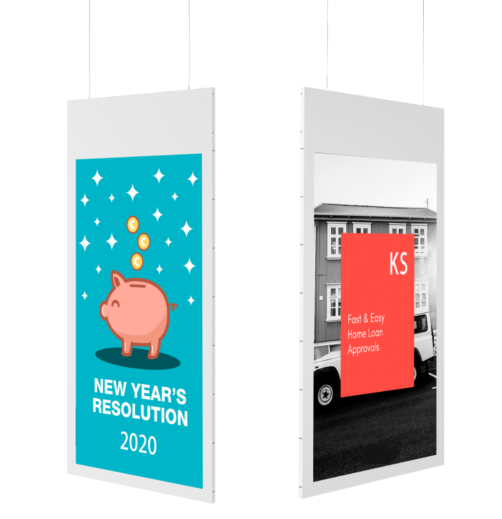 Dual Sided Window Displays for retail, museum and digital signage